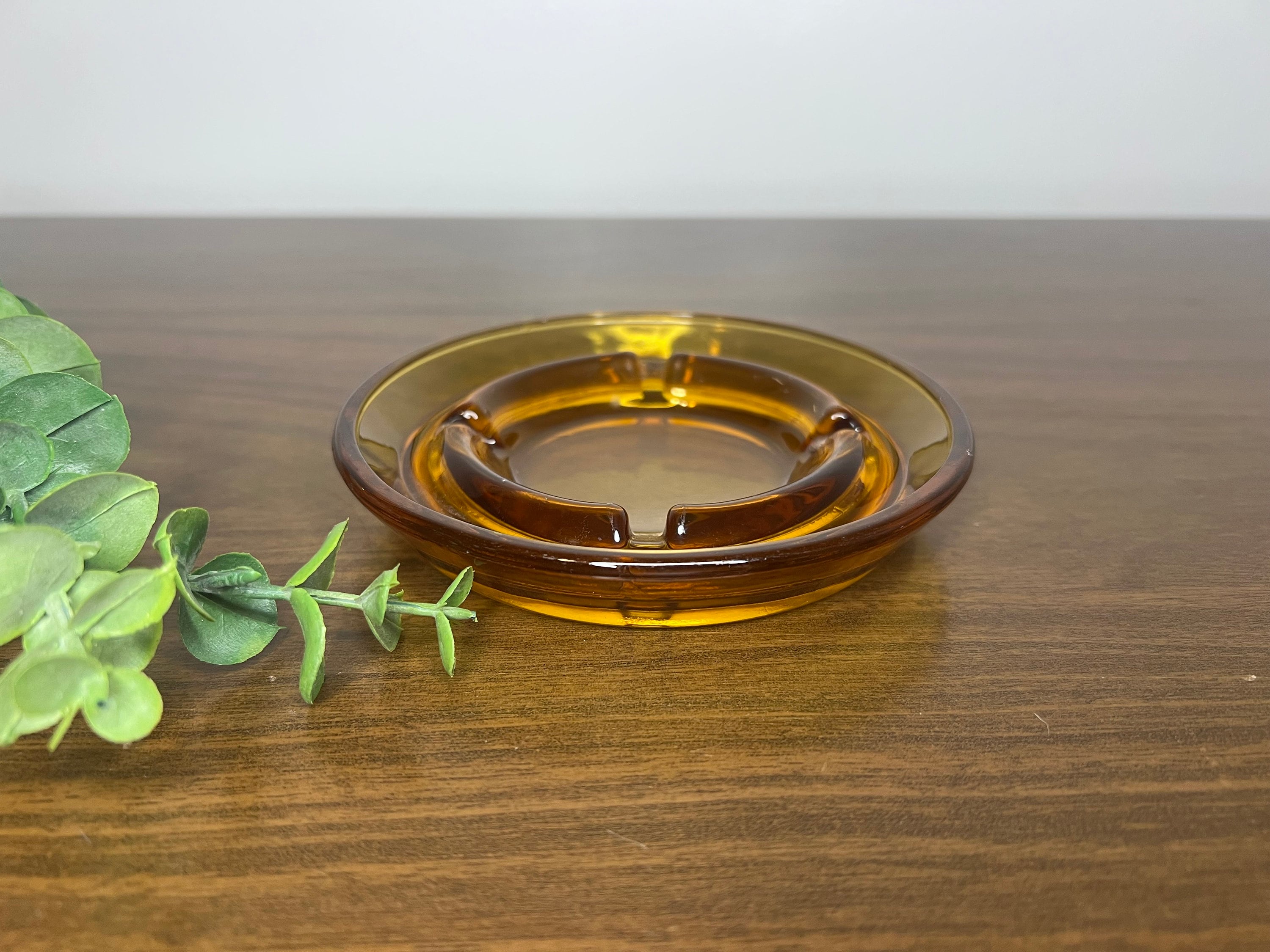 Amber Glass Ashtray Depression Glass Ashtray Circle Amber - Etsy