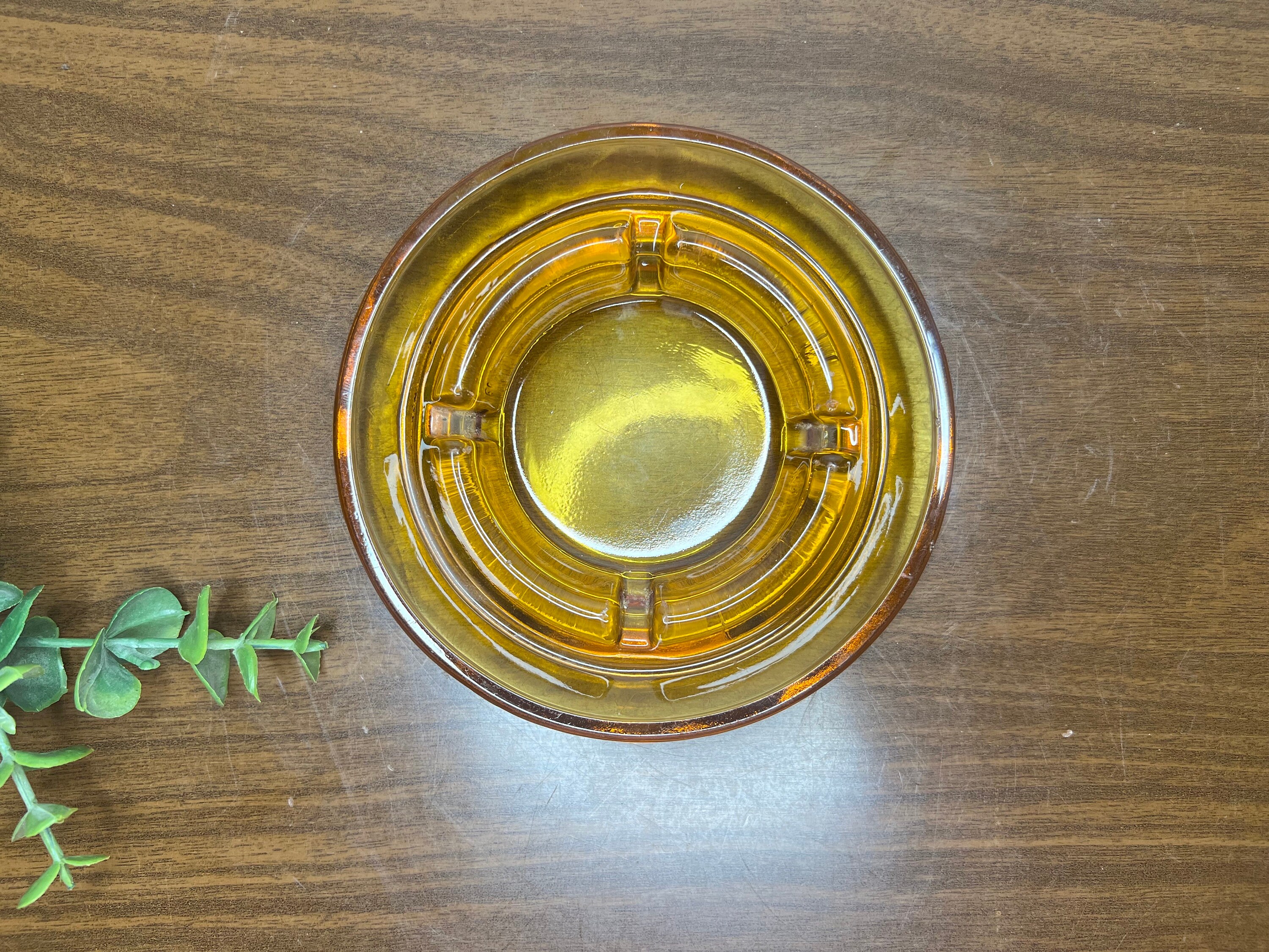 Amber Glass Ashtray Depression Glass Ashtray Circle Amber - Etsy