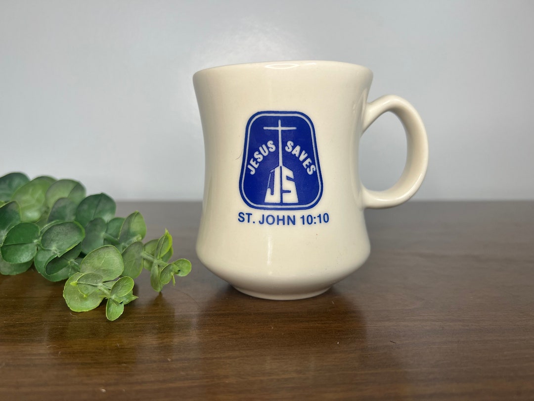 Vintage Jesus Mug, Retro Jesus Mug, Jesus Saves Mug, Religious Mug, St ...