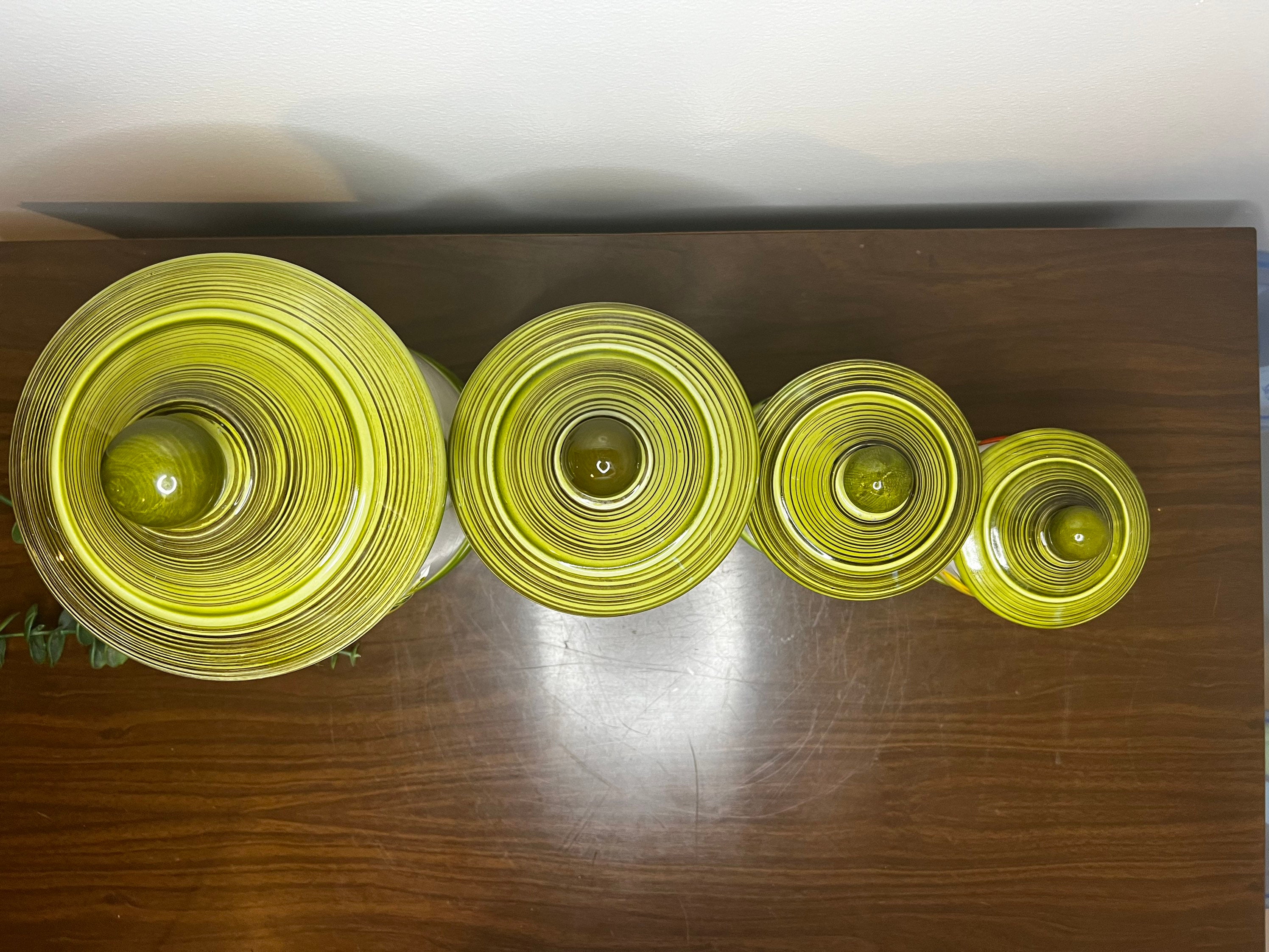 Vintage Kitchen Canisters, Retro Countertop Decor, Textured Pear and ...