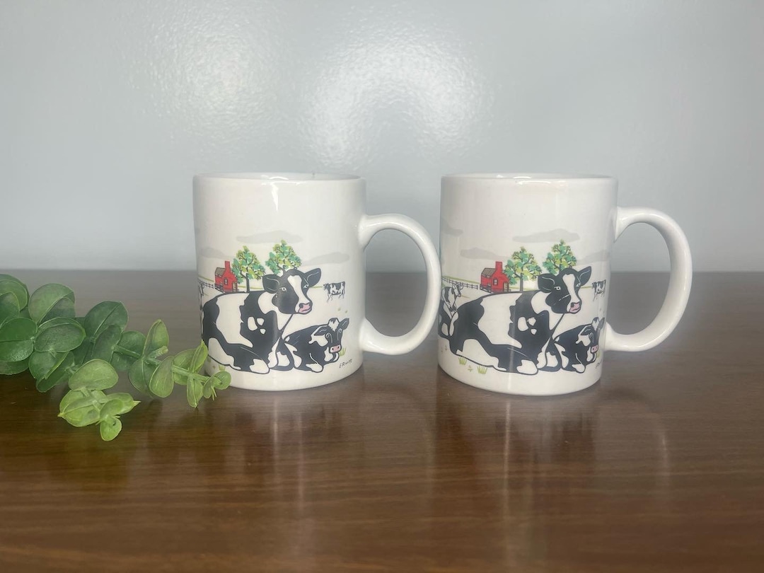 Vintage Cow Mugs, Farm Mugs, Farm Decor, Country Mugs, E. Rosen 97 Cow ...