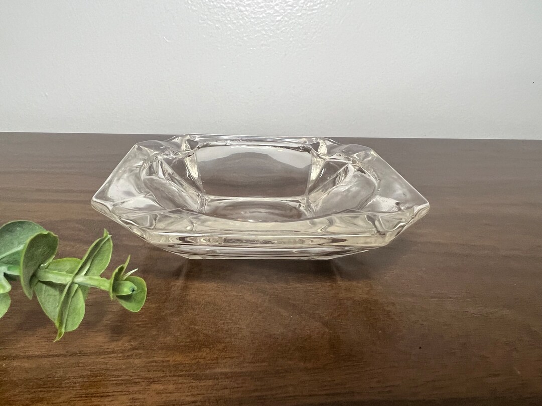 Vintage Glass Ashtray, Square Glass Ashtray, Clear Glass Ashtray, Retro Ashtray - Etsy