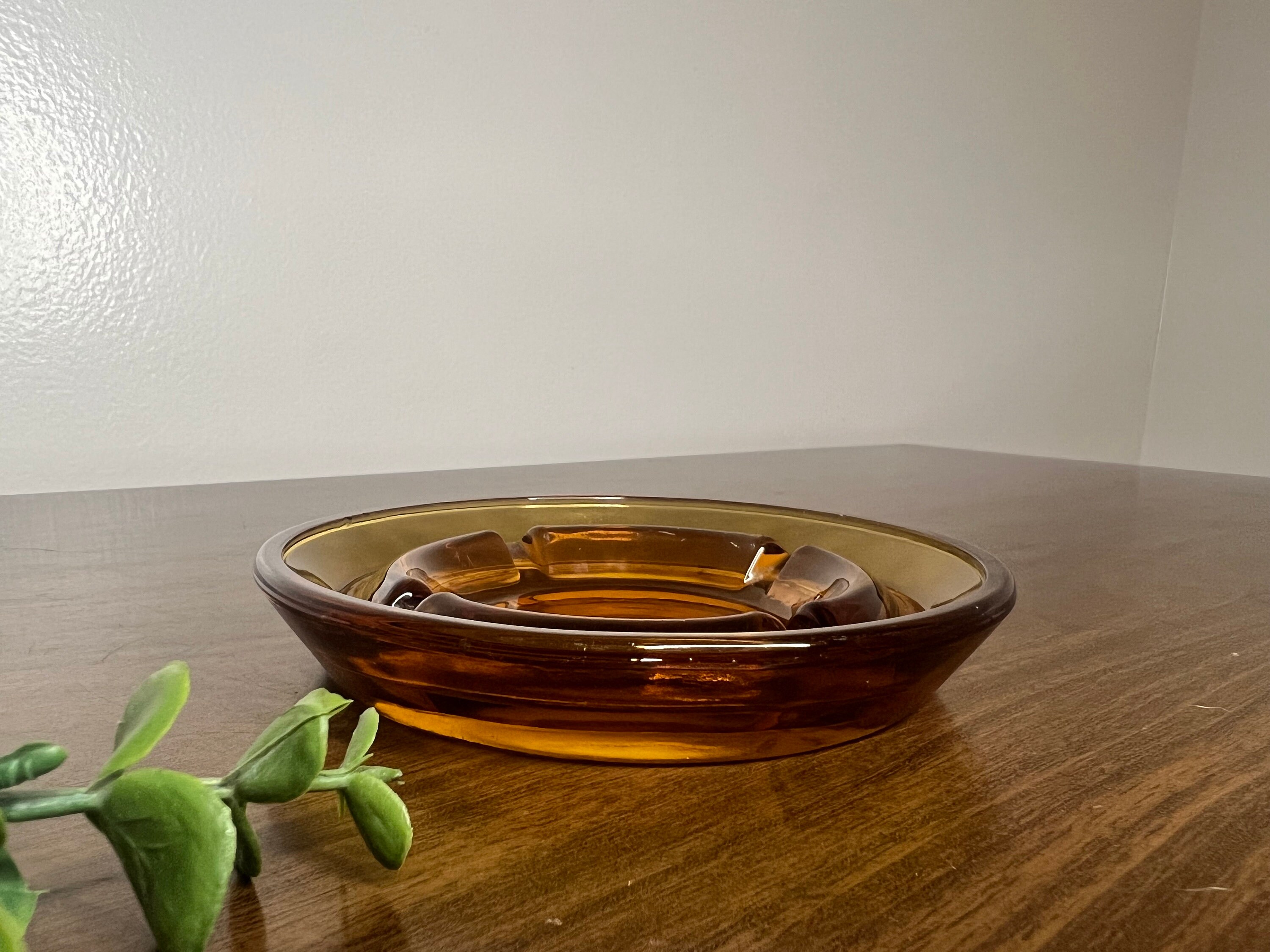 Amber Glass Ashtray Depression Glass Ashtray Circle Amber - Etsy