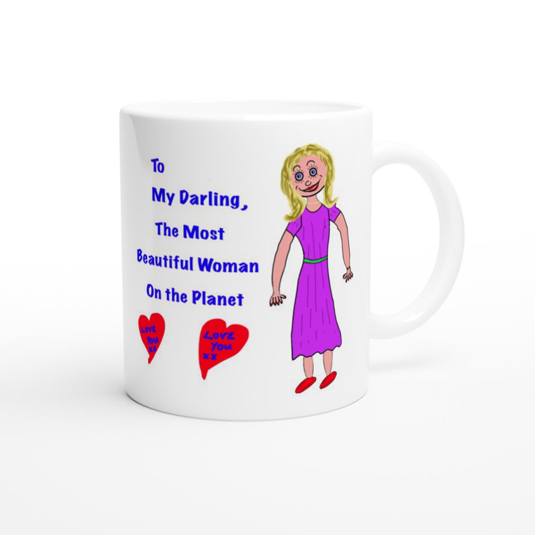 BEAUTIFUL LADY MUG, Funny Cartoon Lady Mug, Hand Drawn Mug, Coffee Mug ...
