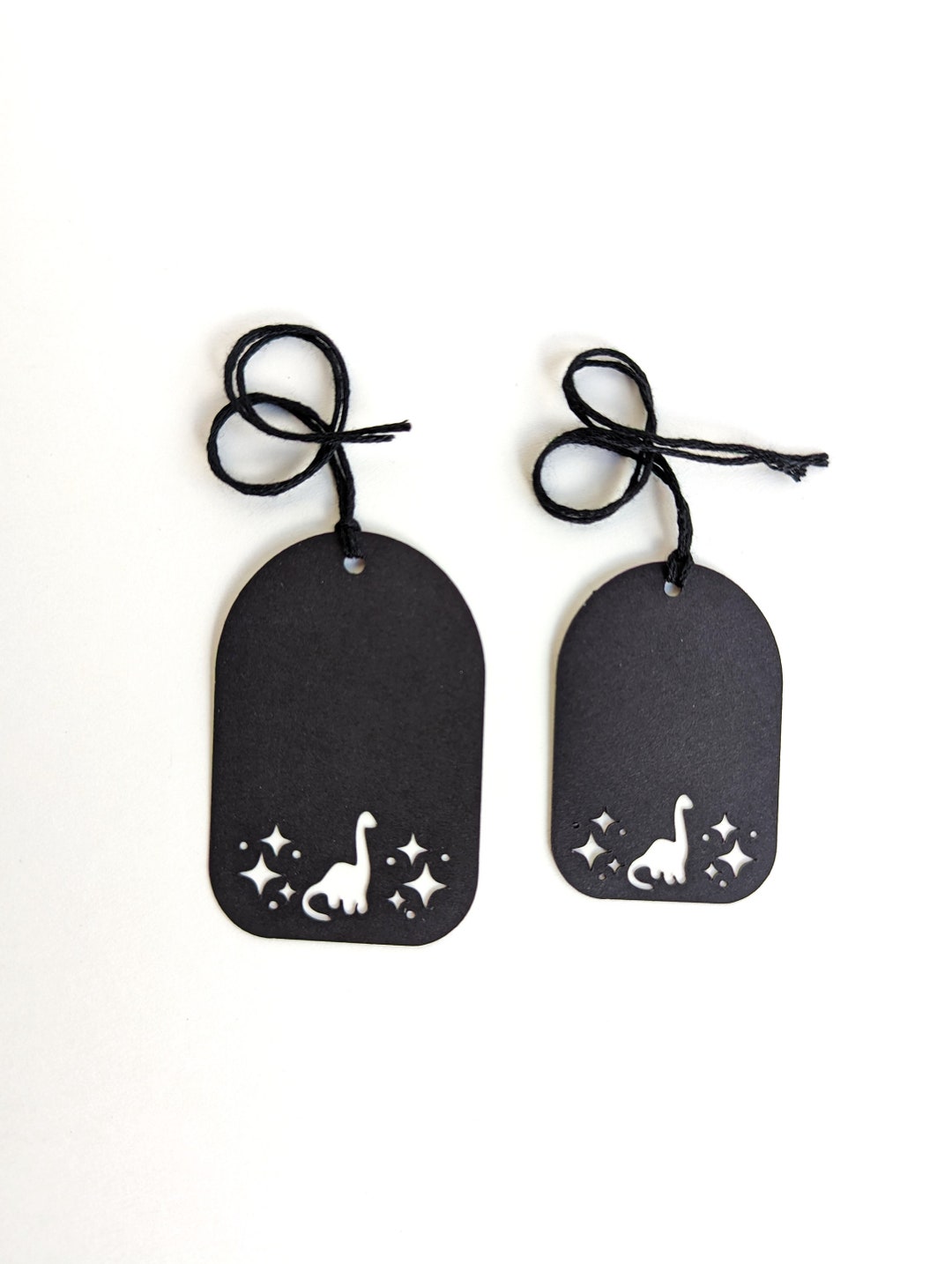 Dinosaur & Stars Blank Label Tag. Black Dinosaur and Stars Gift Tag ...