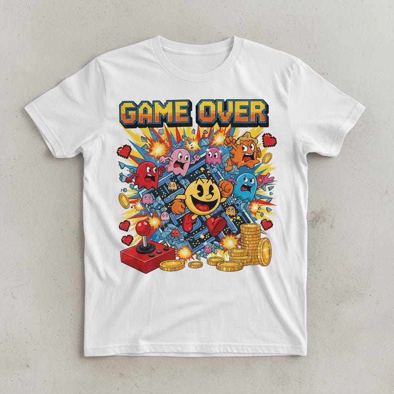 Retro Game Over Arcade PNG: 80s Gamer Shirt Design (digital Download ...
