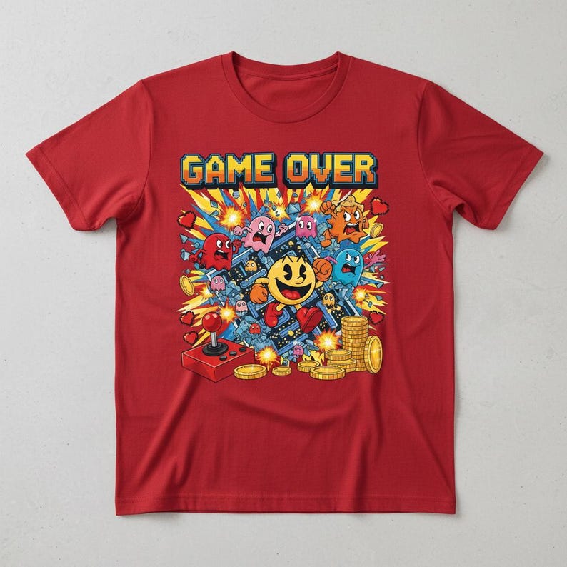 Retro Game Over Arcade PNG: 80s Gamer Shirt Design (digital Download ...