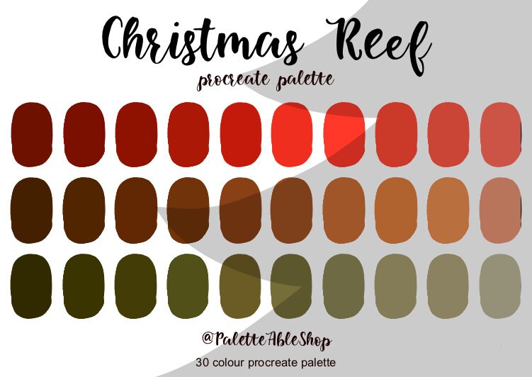 Christmas Reef , Procreate Color Palette, Ipad, Color Palette, Swatches ...