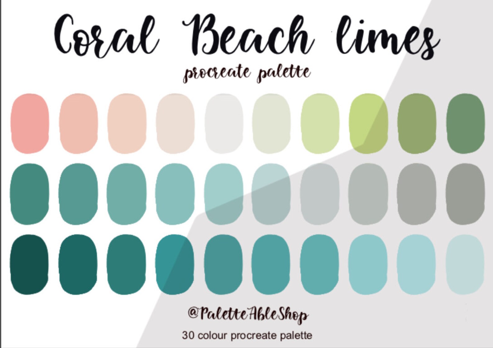 Coral Beach Lime , Procreate Color Palette, Ipad, Color Palette ...