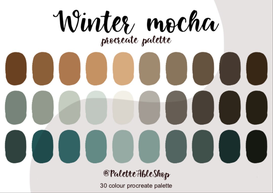 Winter Mocha , Procreate Color Palette, Ipad, Color Palette, Swatches ...