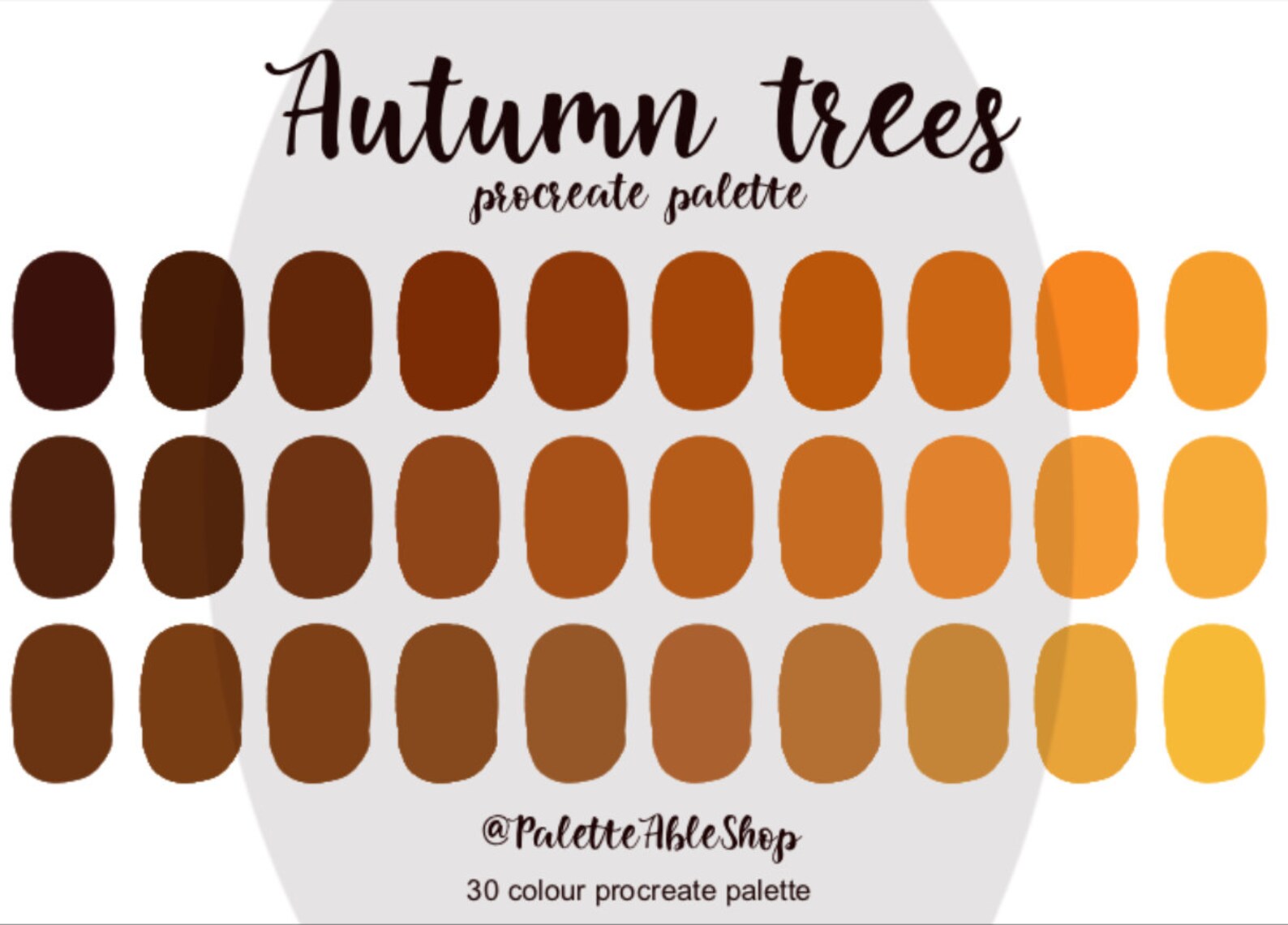 Autumn Trees, Procreate Color Palette, Ipad, Color Palette, Swatches ...