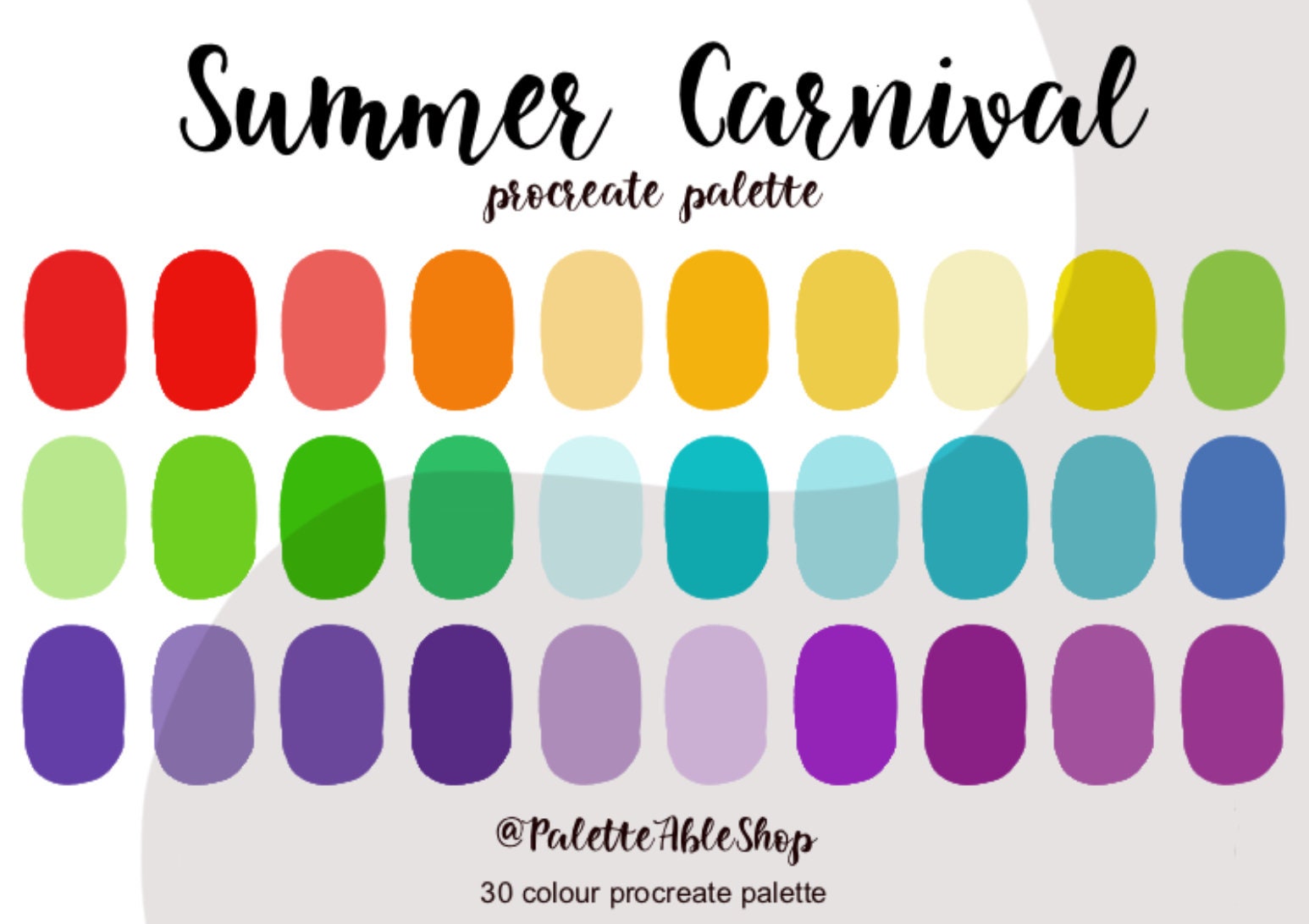 Summer Carnival, Procreate Color Palette, iPad, Farbpalette, Swatches ...