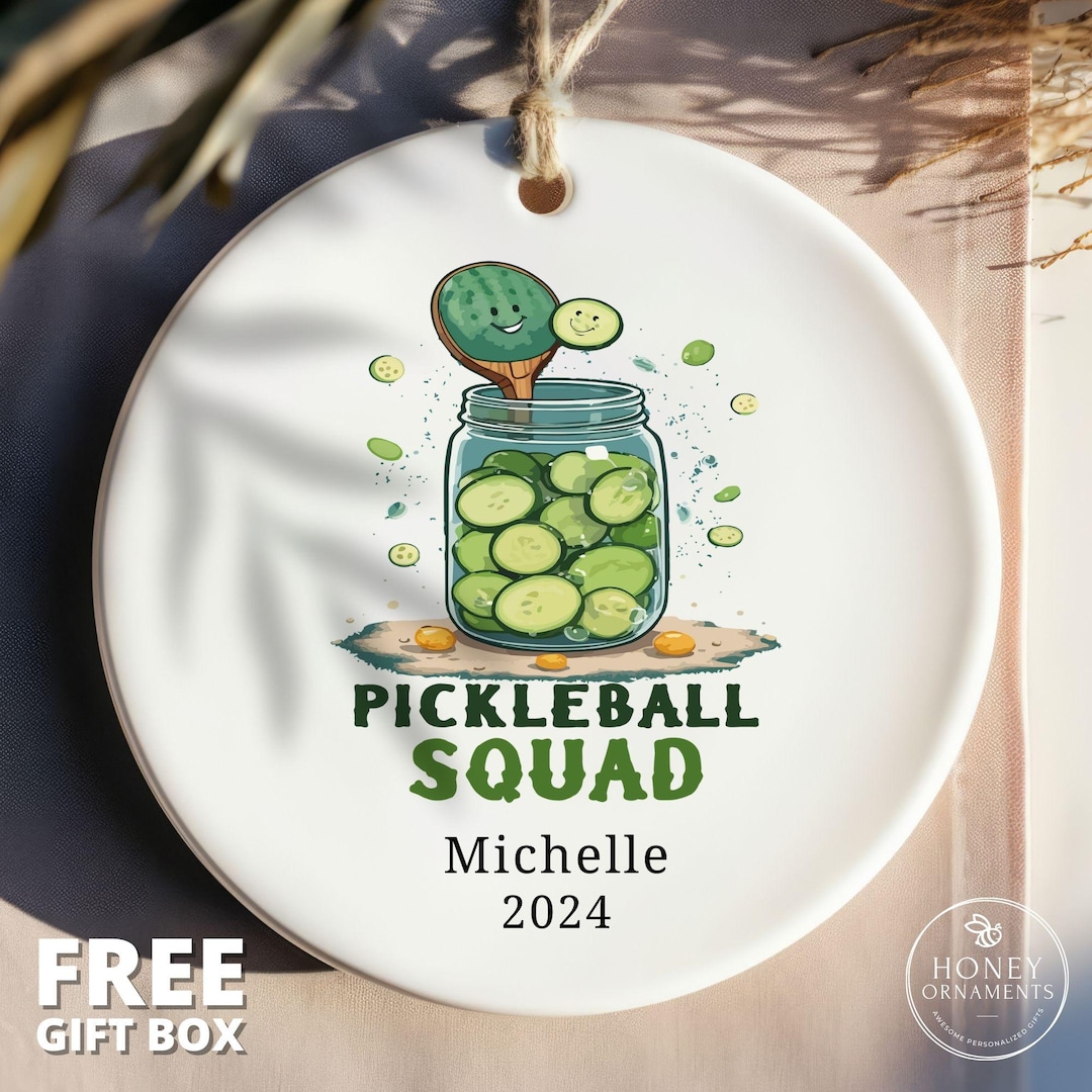 Pickleball Squad, Funny Pickle Ball Ornament, Custom Pickleball Decor ...