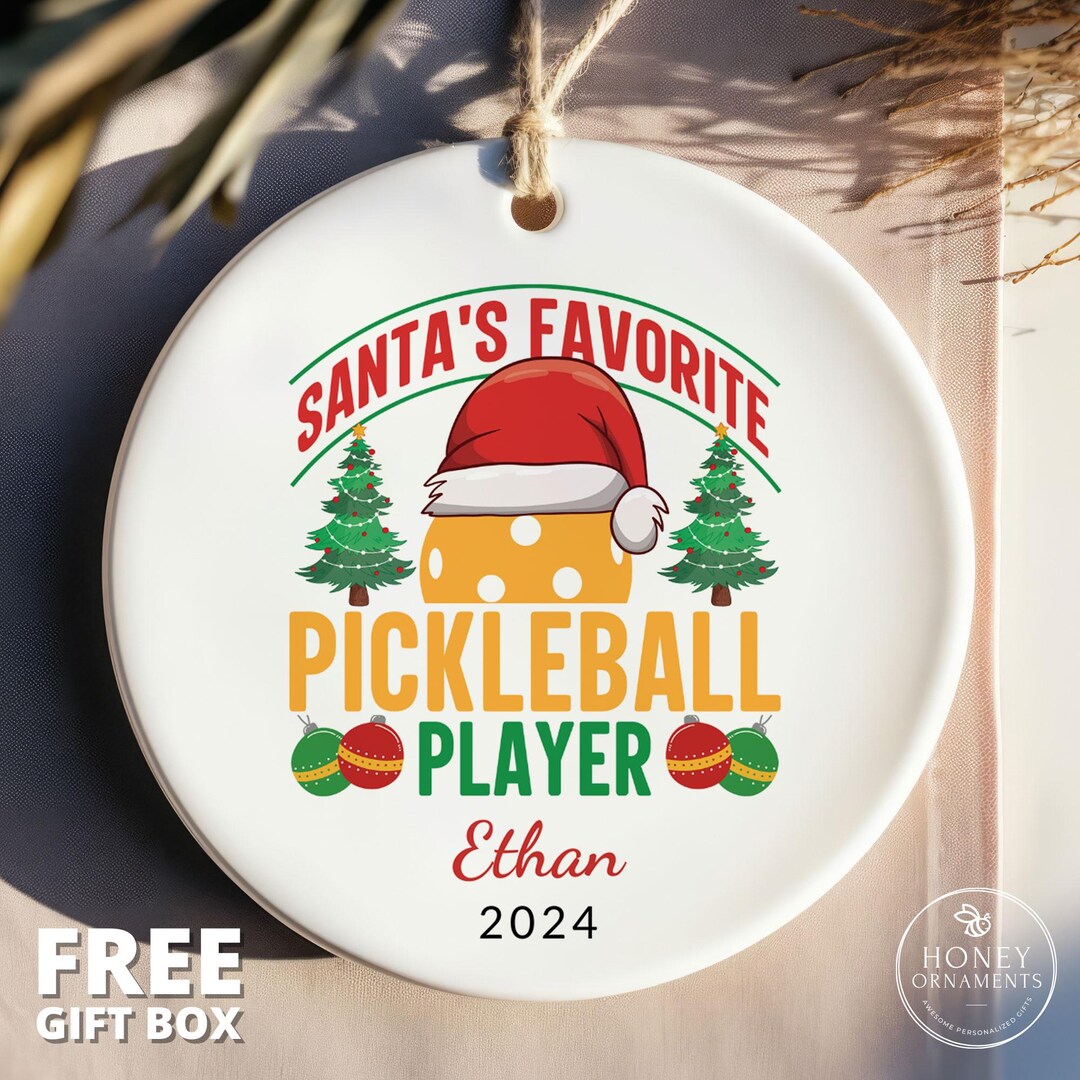 Santa's Favorite Pickleball Player, Pickle Ball Ornament, Custom ...