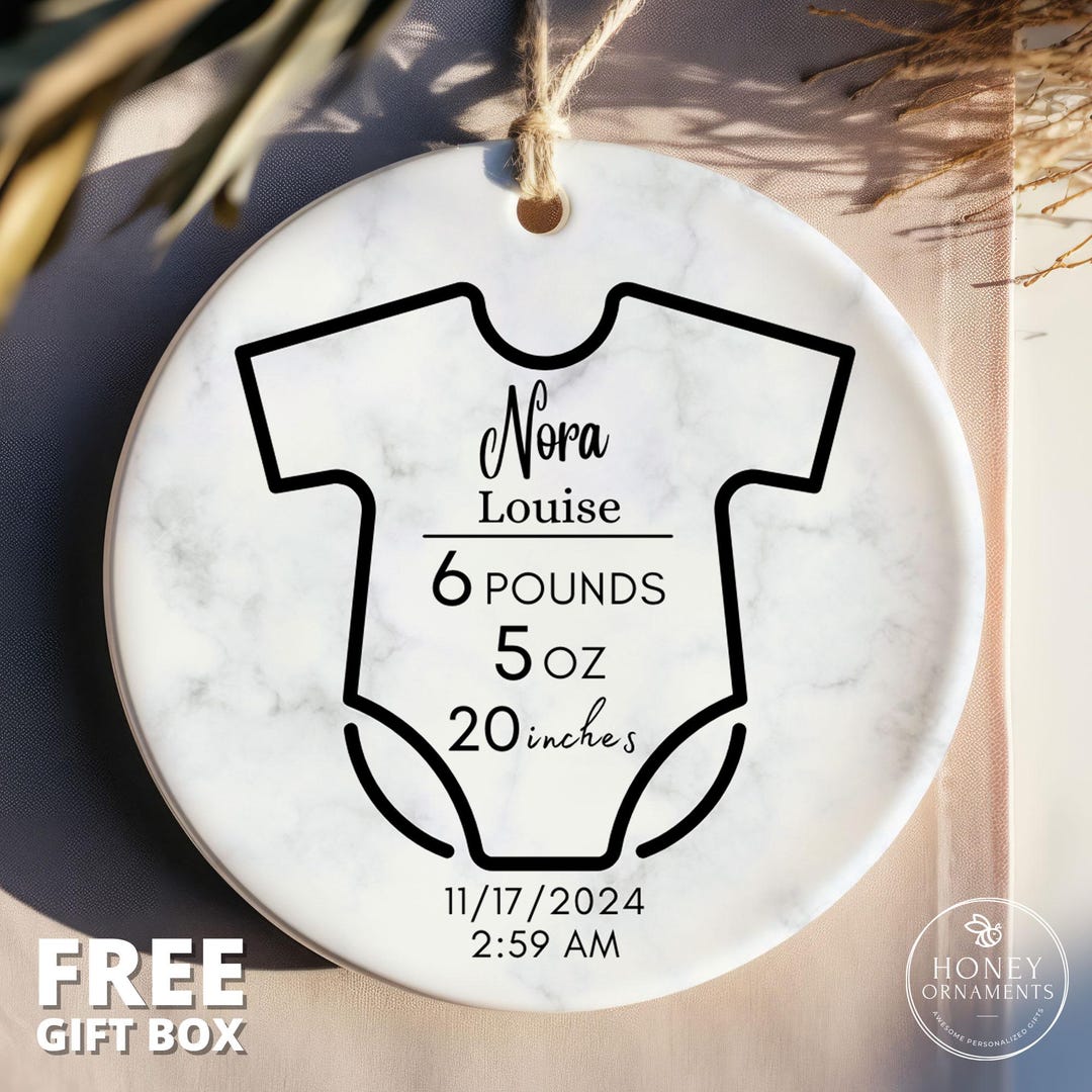 Personalized Baby Birth Stats Ornament, Newborn Keepsake, Baby ...