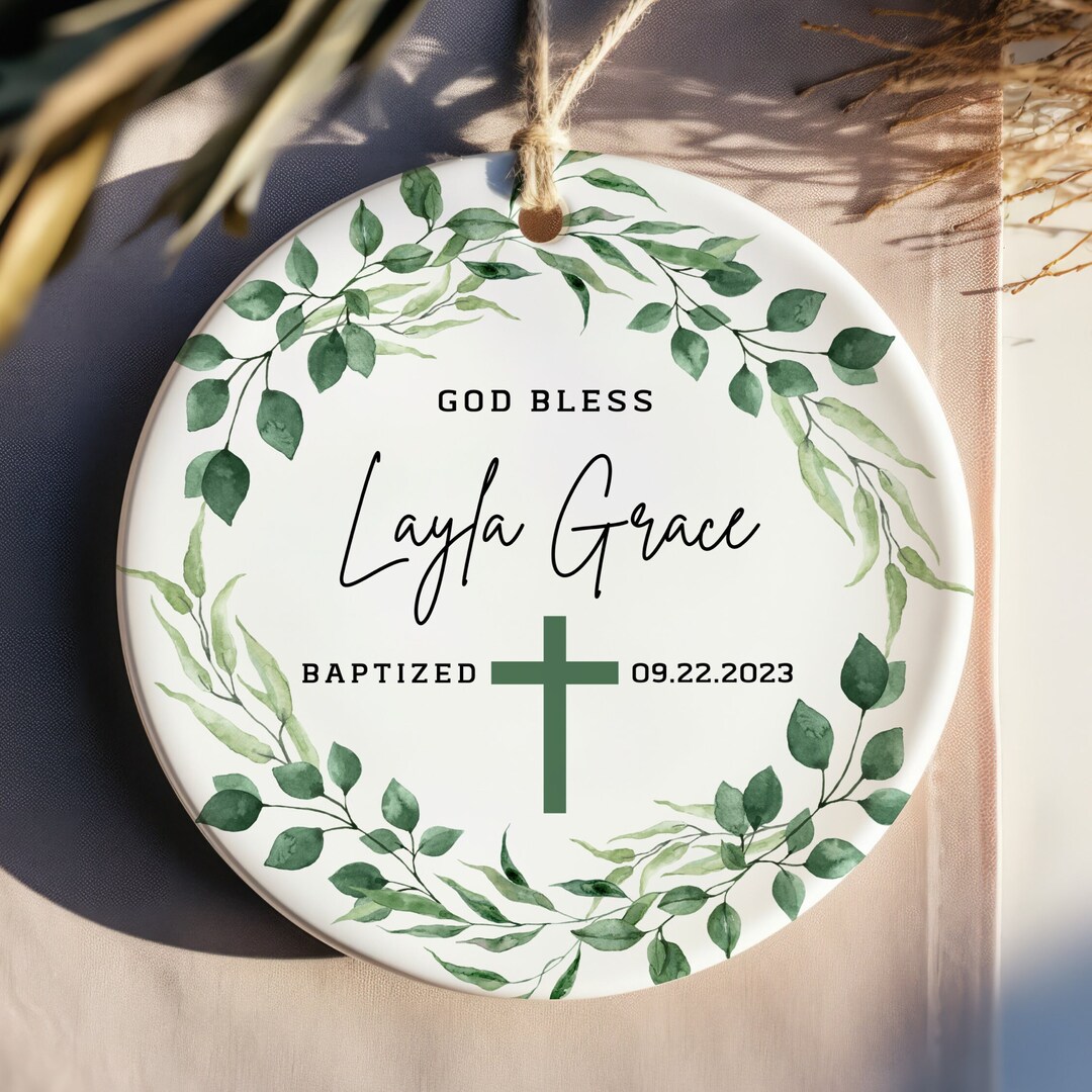 Personalized Baptism Ornament, God Bless Christening Ornament, Custom ...