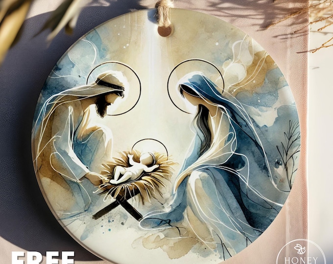 Handmade Nativity Scene Ornament, Religious Christmas Decor, Baby Jesus ...