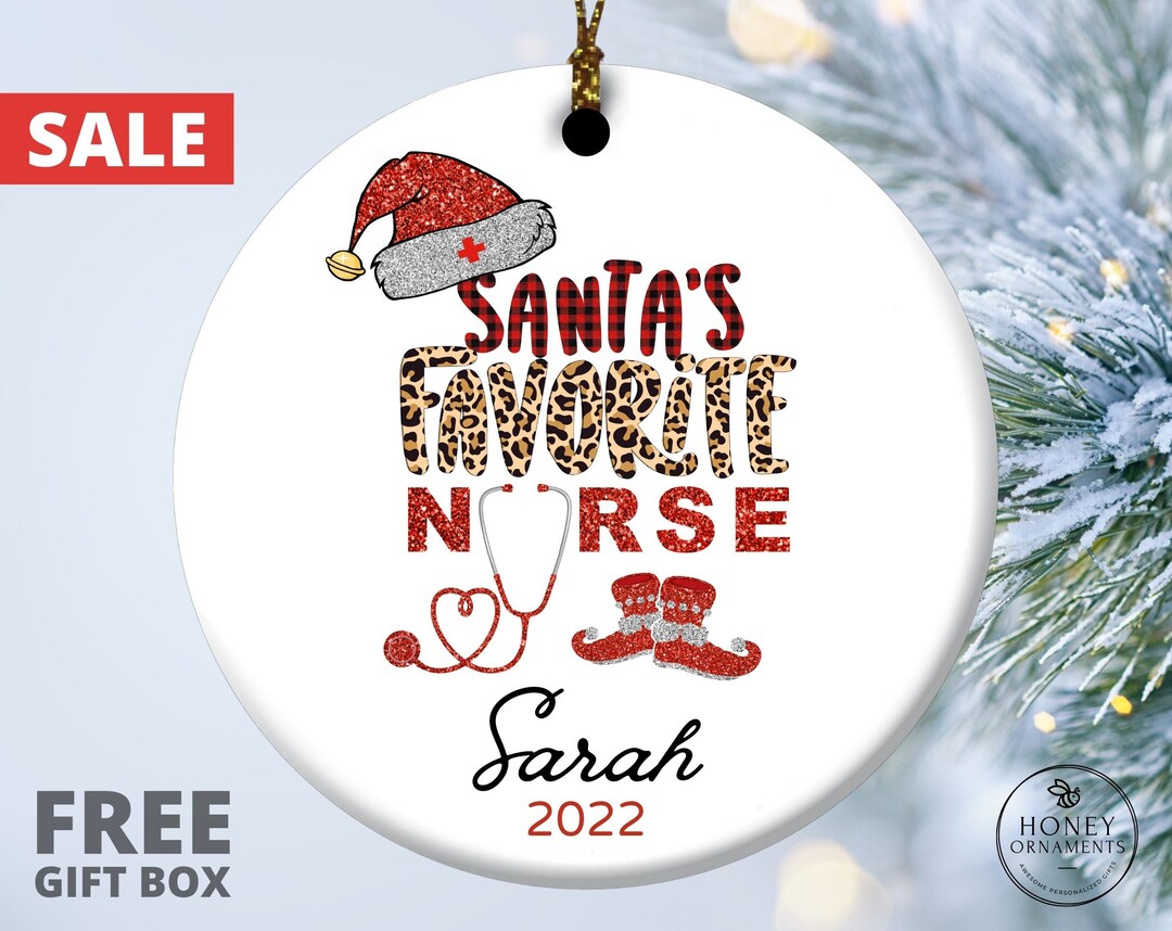 Santa's Favorite Nurse Christmas Ornament, Nurse Appreciation Gift ...