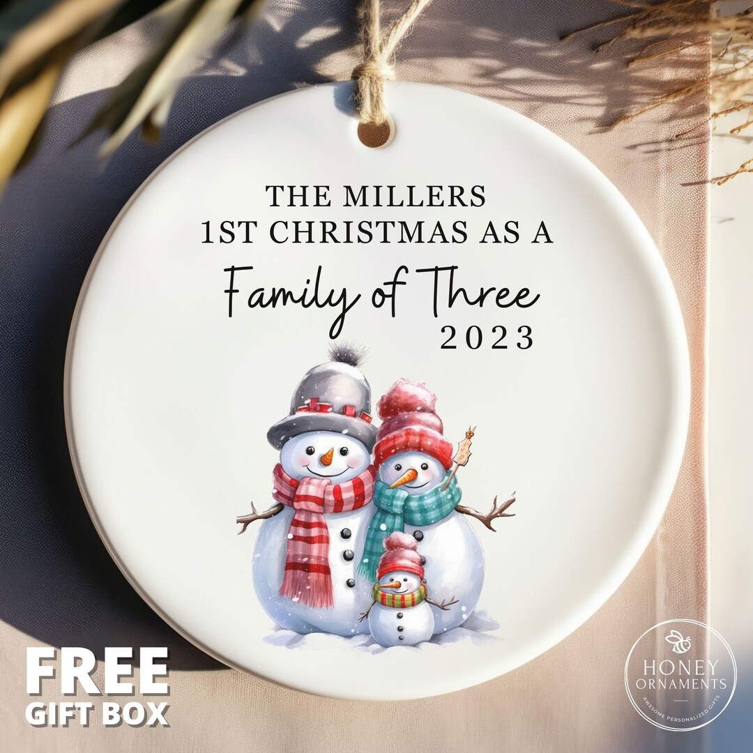 Personalized Family of Three Ornament - Family of 3 - Family Christmas ...