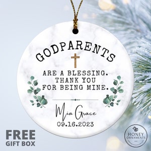 Personalized Godparents Ornament, Godmother Gift, Godfather Thank You ...