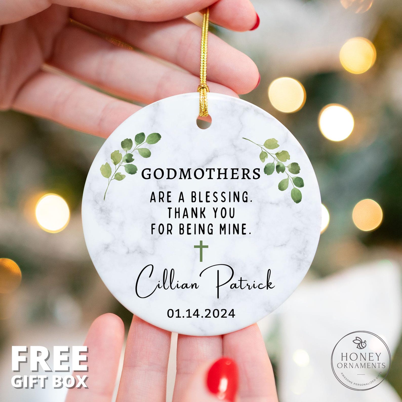Godparents Ornament, Personalized Godmother Gift, Godfather Thank You ...