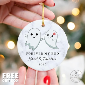 Personalized Halloween Ornament, Custom Couples Boo Ghost Gift, Cute ...