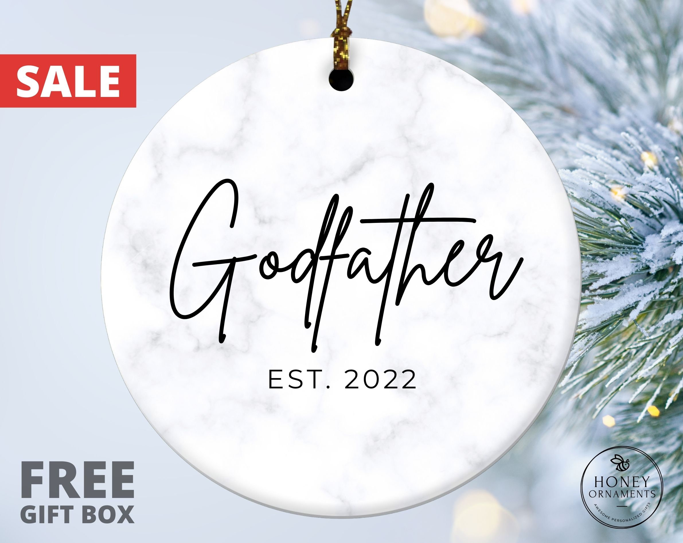 God Father Ornament, Personalized Godfather Gift, Custom God Father ...