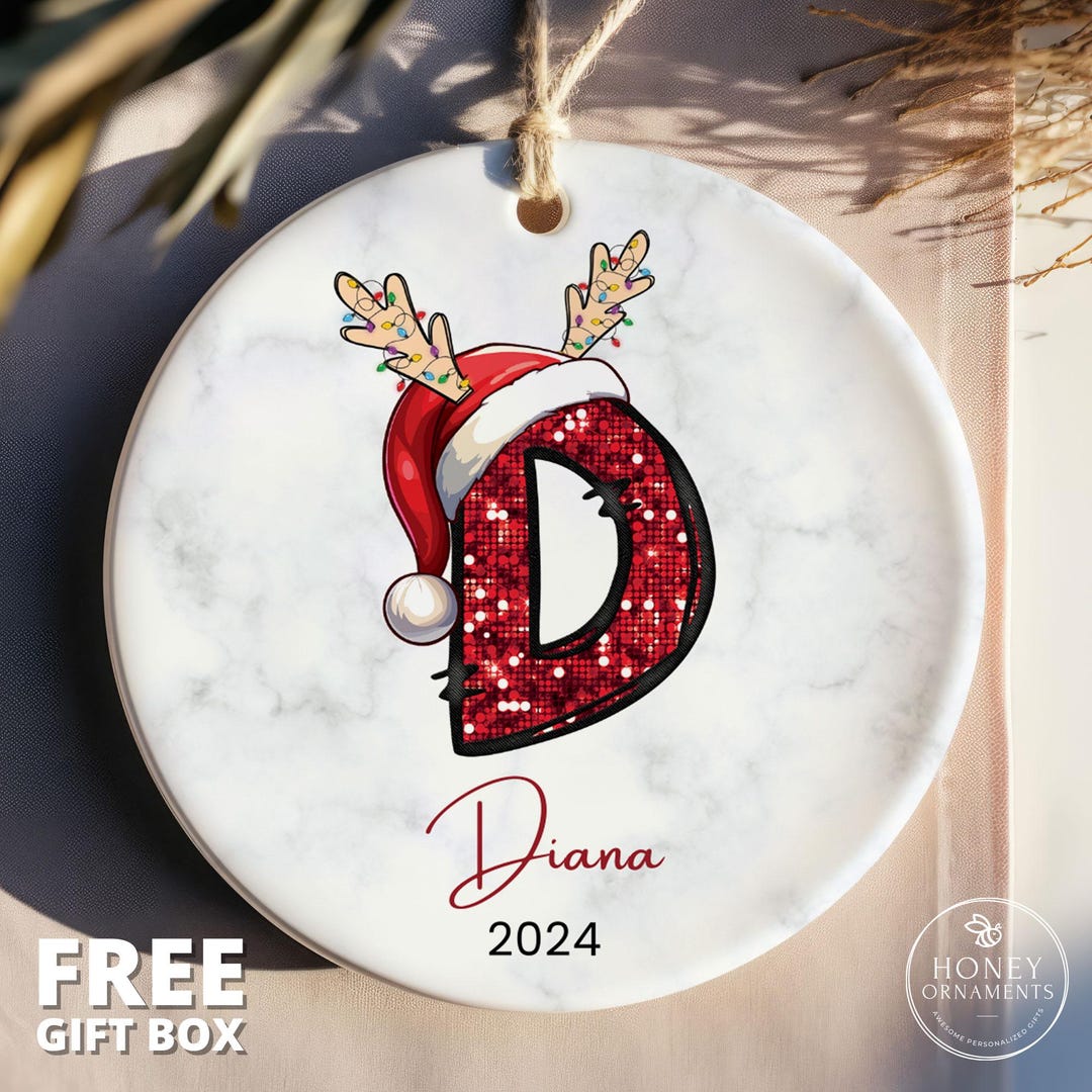Custom Initial Ornament - Personalized Monogram Christmas Ornament ...