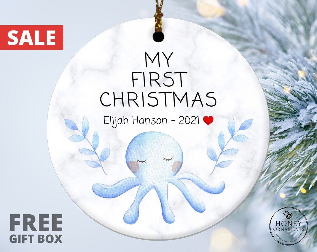 My First Christmas Ornament, Personalized Octopus Baby First Christmas ...