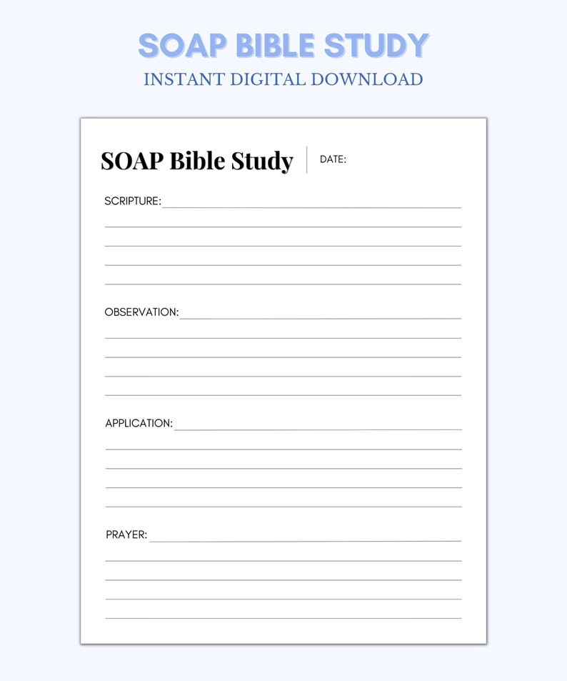 SOAP Bible Study Sheet: Scripture, Observation, Application, Prayer ...