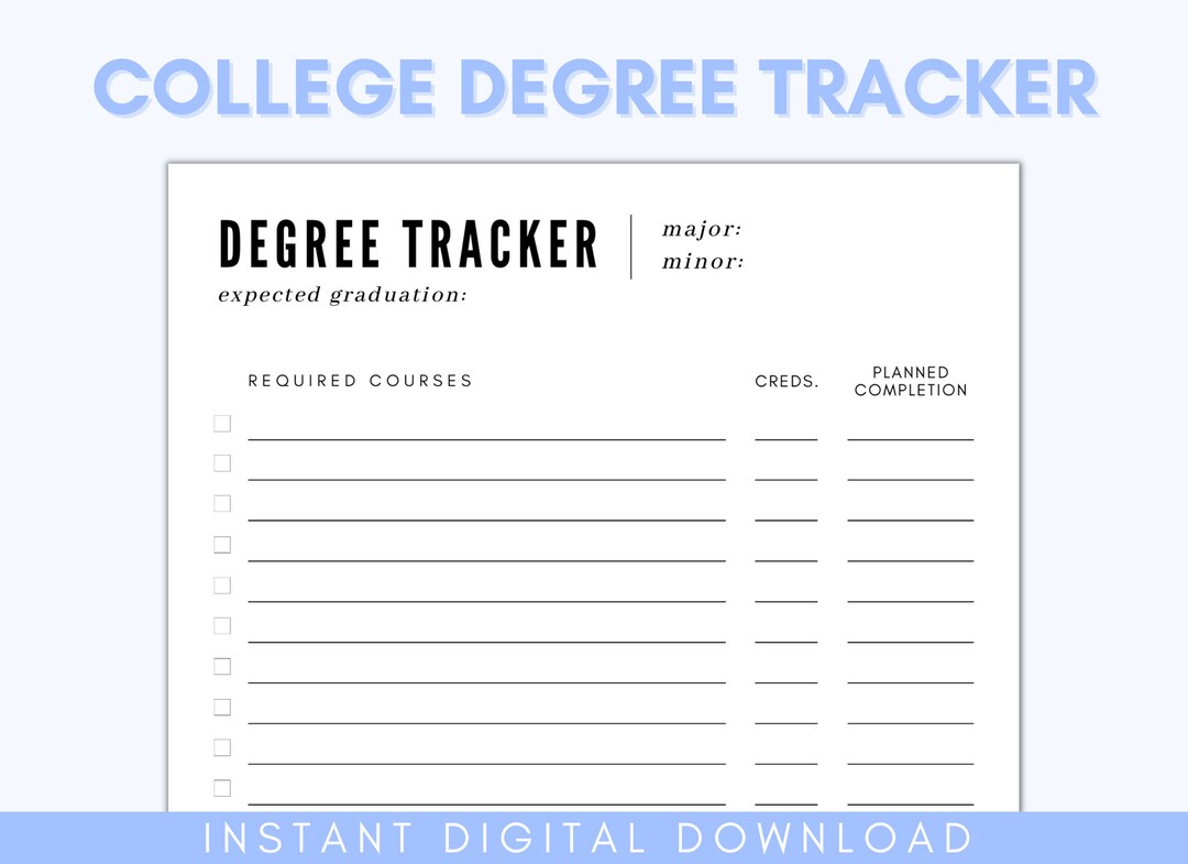 College Degree Tracker College Student Planner - Etsy
