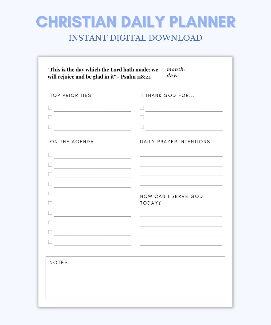 Christian Daily Planner, Faith Planner, Devotional Planner, Psalm 118: ...
