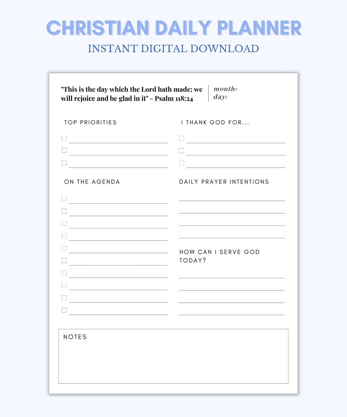 Christian Daily Planner, Faith Planner, Devotional Planner, Psalm 118: ...