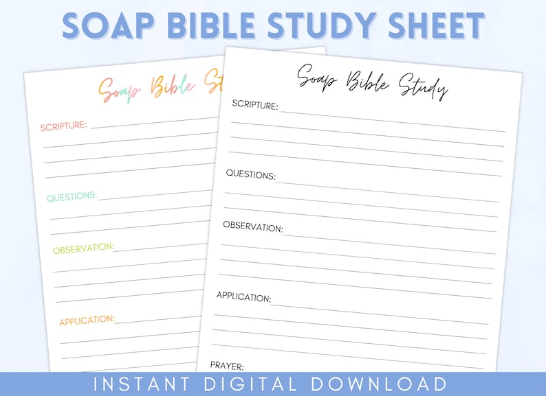Printable Bible Study Sheet Bible Study Sheet Colorful Bible - Etsy