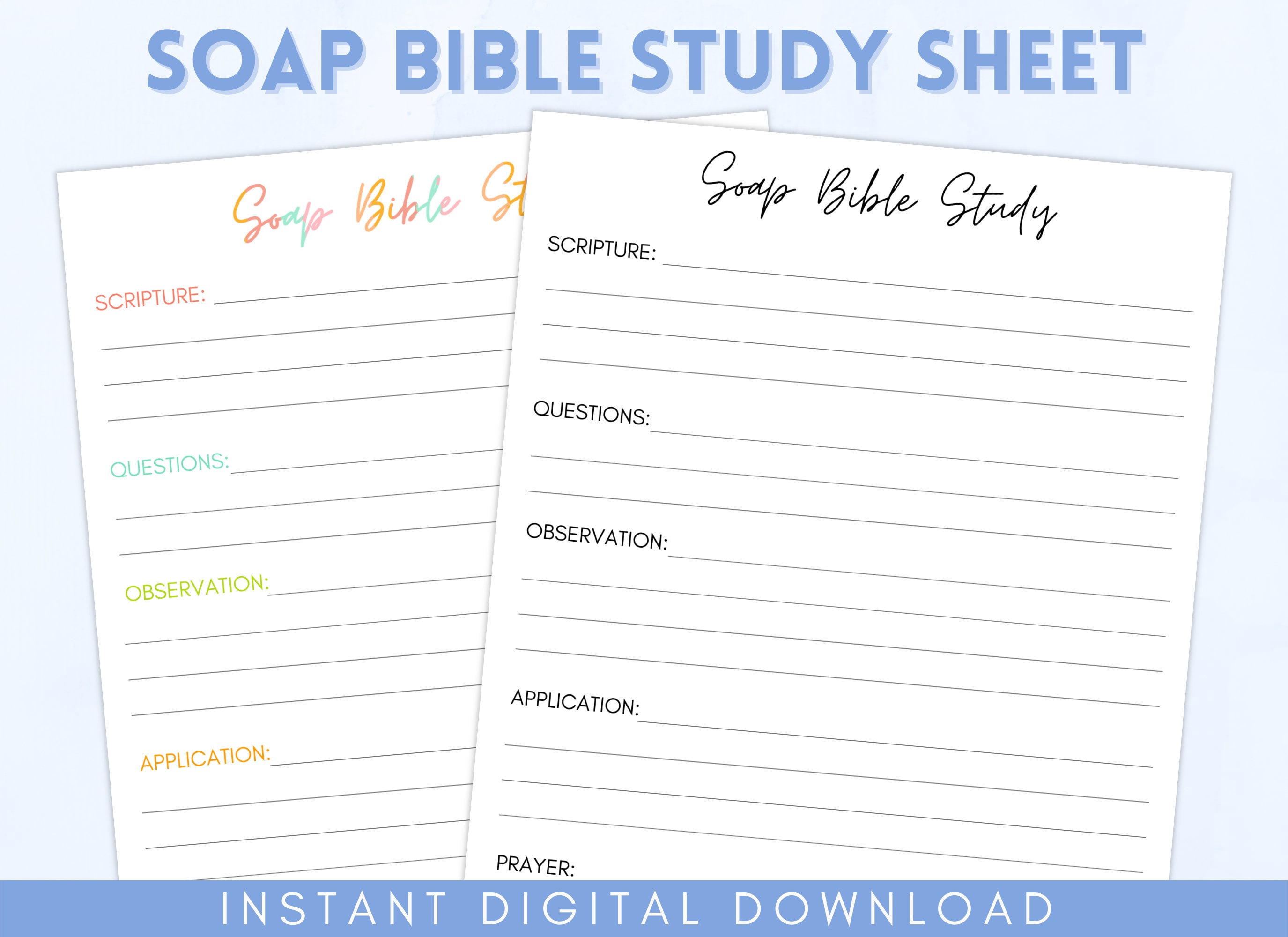 Printable Bible Study Sheet Bible Study Sheet Colorful Bible | Etsy