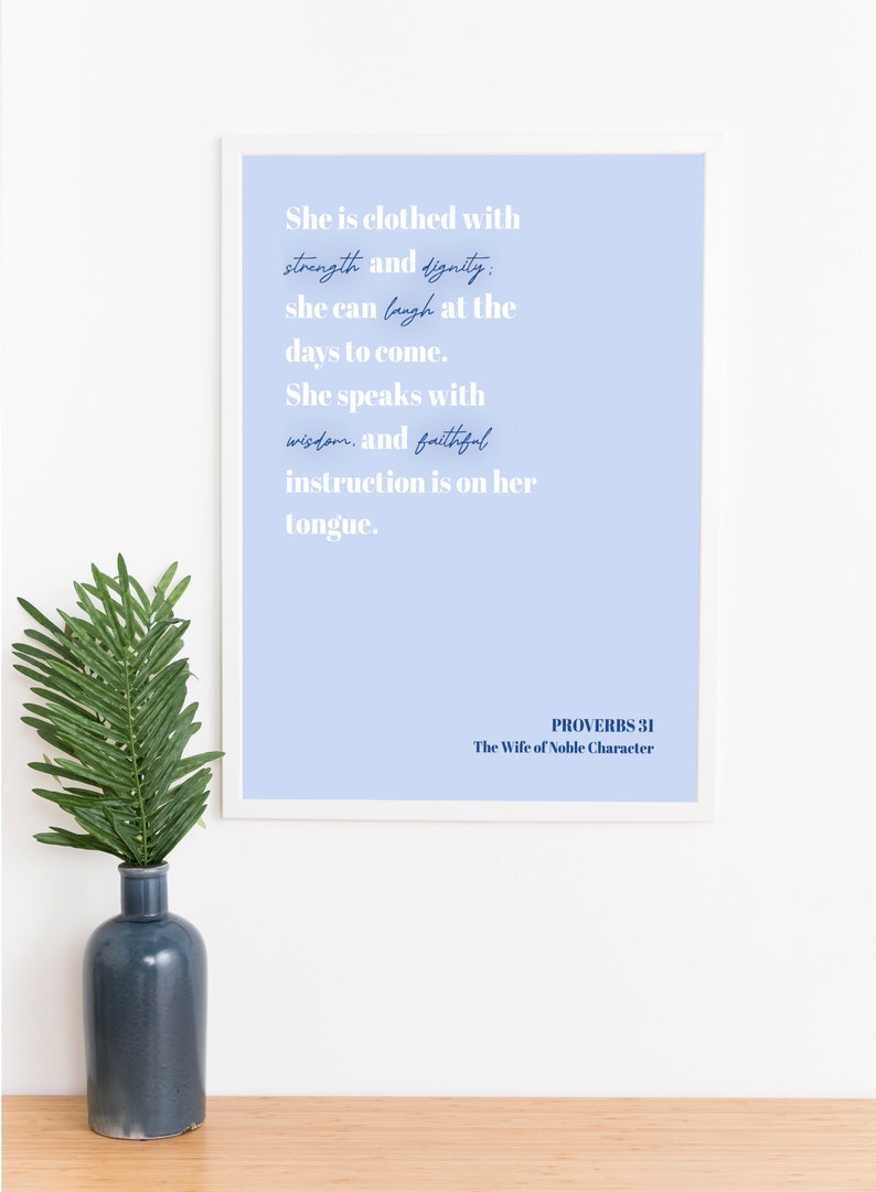 Proverbs 31 Wall Art: Blue Bible Verse Print (digital Download) - Etsy