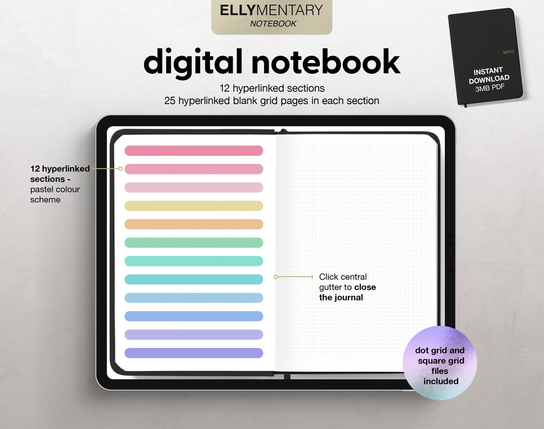 Digital Notebook, Fully Hyperlinked Index With Blank Sections and Sub ...