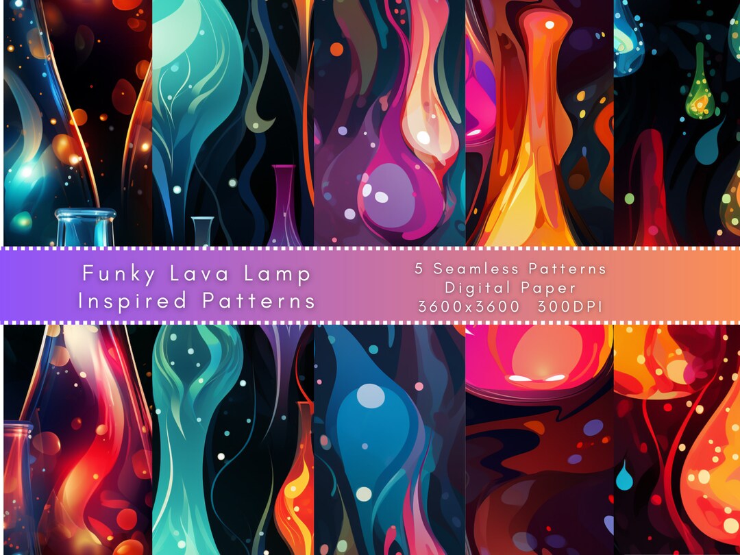 5 Pack of Funky Lava Lamp Inspired Seamless Backgrounds DIGITAL ITEM - Etsy