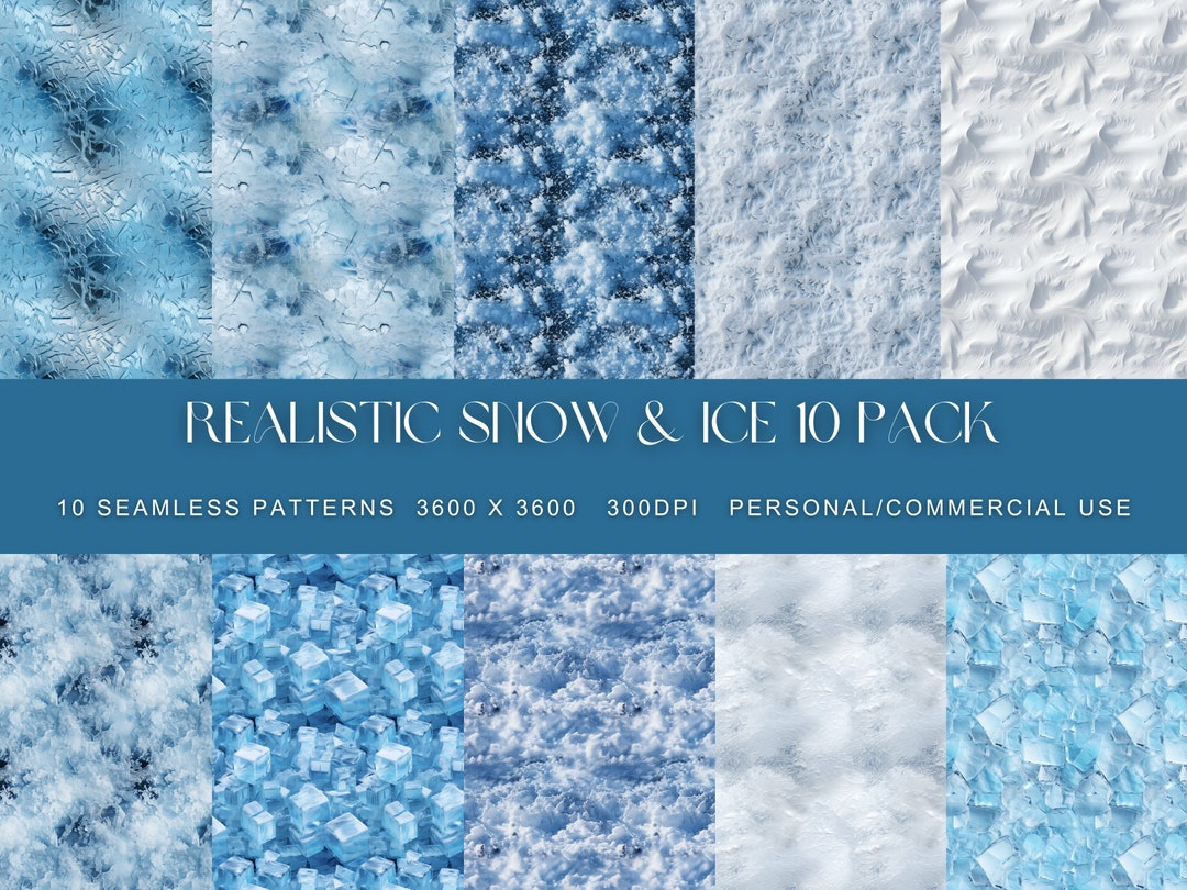 10 Pack of Realistic Snow & Ice Seamless Patterns Digital Download for ...
