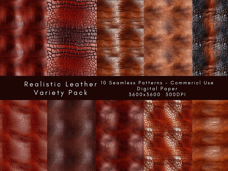 10 Pack of Realistic Leather Textures DIGITAL ITEM Digital Paper ...