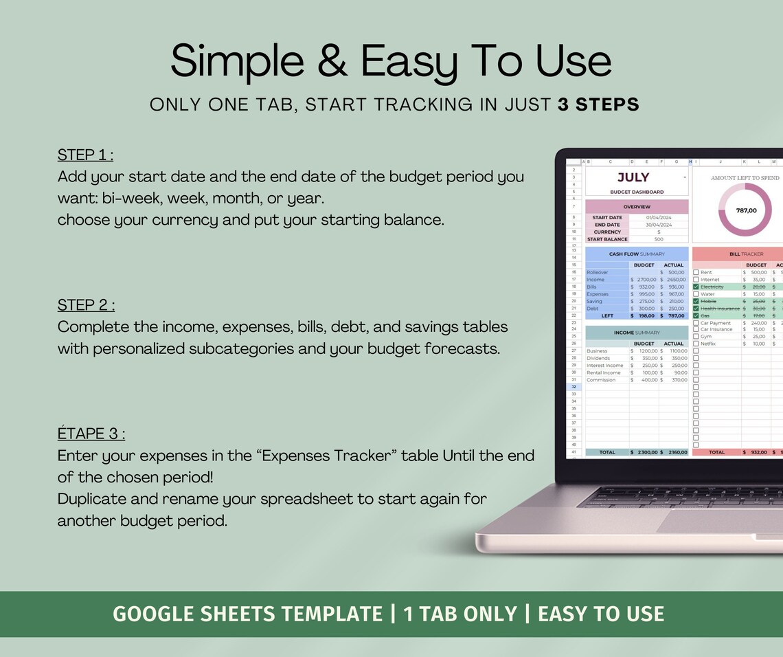 Budget Tracker Template Google Sheets, Easy Financial Planner, Monthly ...
