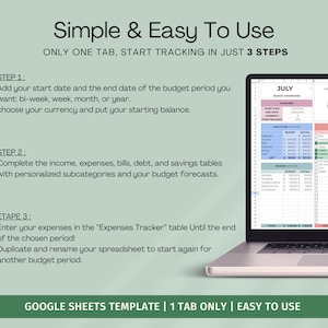 Budget Tracker Template Google Sheets, Easy Financial Planner, Monthly ...