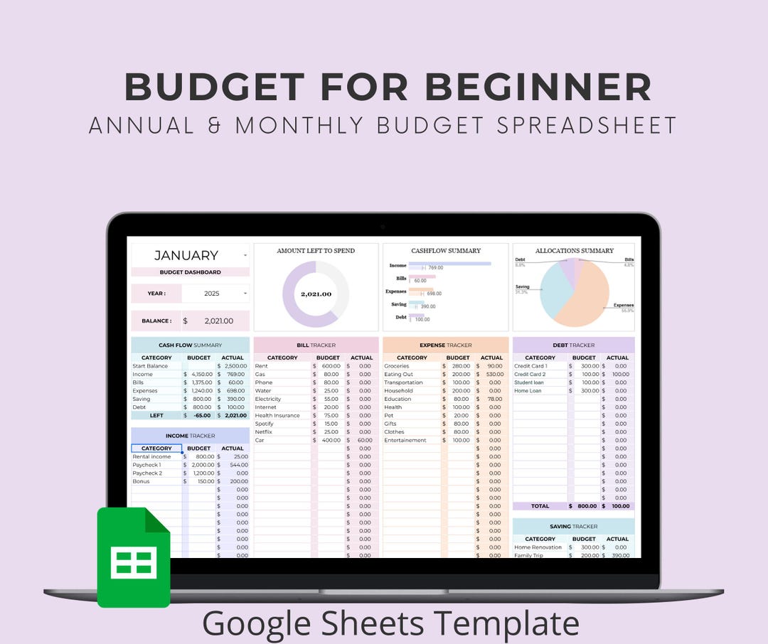 Low-income Monthly Budget Planner for Beginners – Google Sheets ...