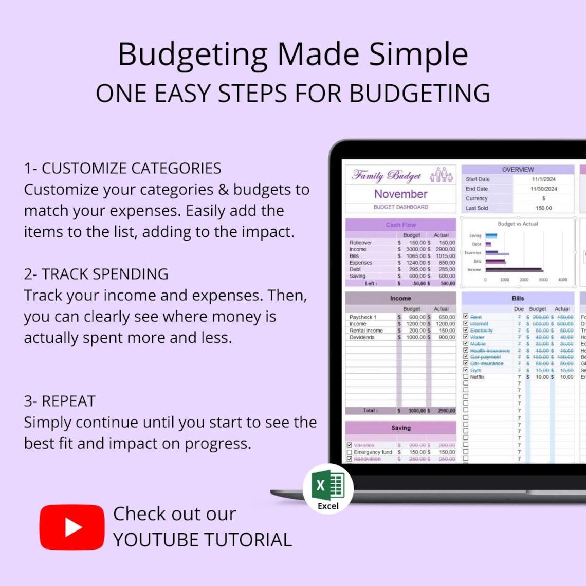 Excel Budget Template for Couple, Income and Expense Tracker Excel ...