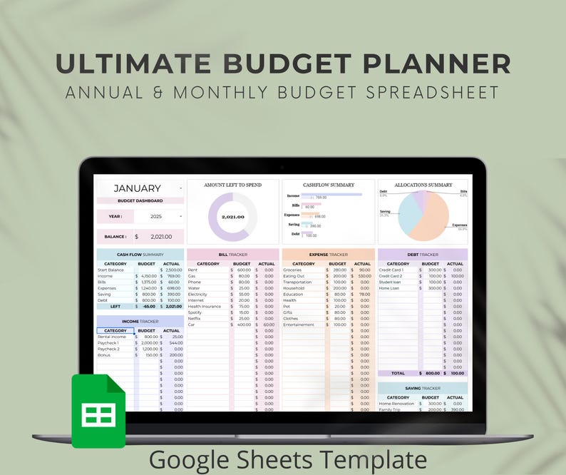Monthly Budget Planner & Cash Flow Tracker – Google Sheets Template for ...