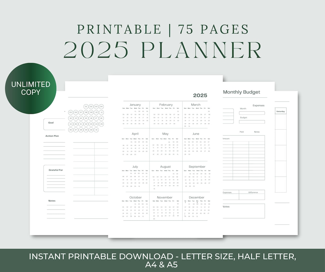 2025 Minimalist Digital Planner, 2025 Monthly Planner Vertical ...