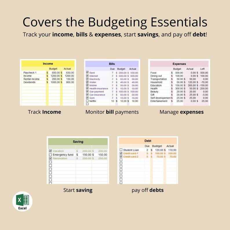 Excel Budget Template, Spreadsheet for Budgeting, Personal Finance ...