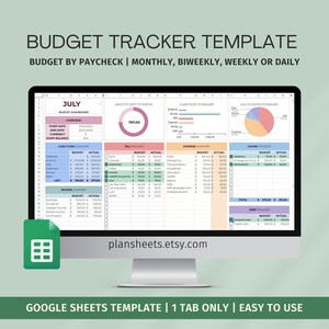 Budget Tracker Template Google Sheets, Easy Financial Planner, Monthly ...