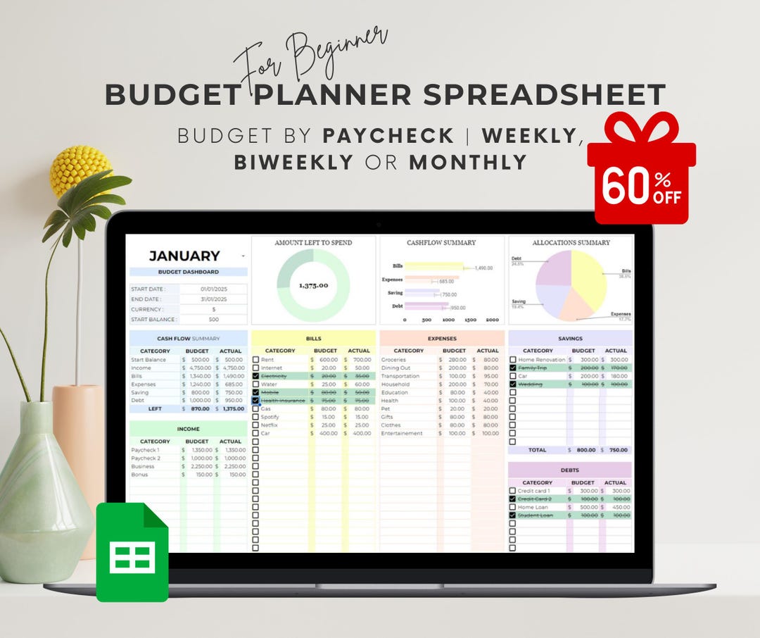 Google Sheets Personal Budget Template, Budget Spreadsheet Financial ...