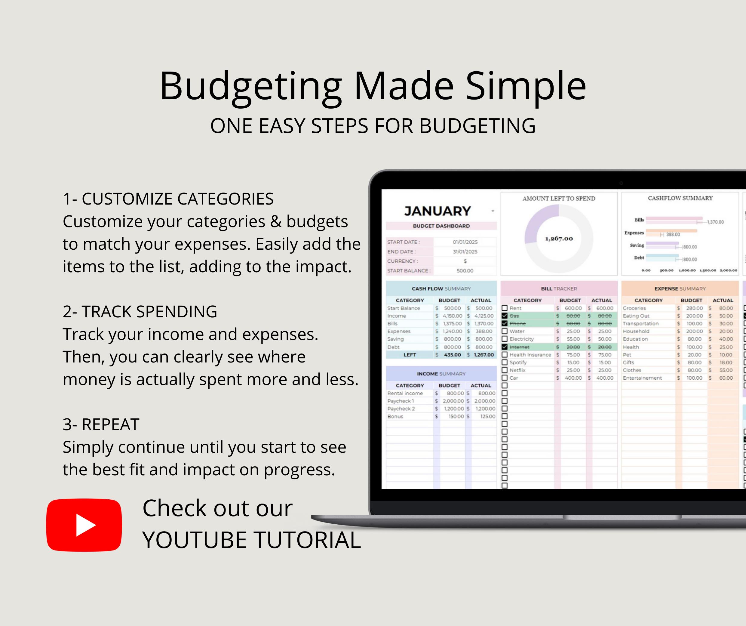 Monthly Budget by Paycheck Template, Google Sheets Budget Spreadsheet ...
